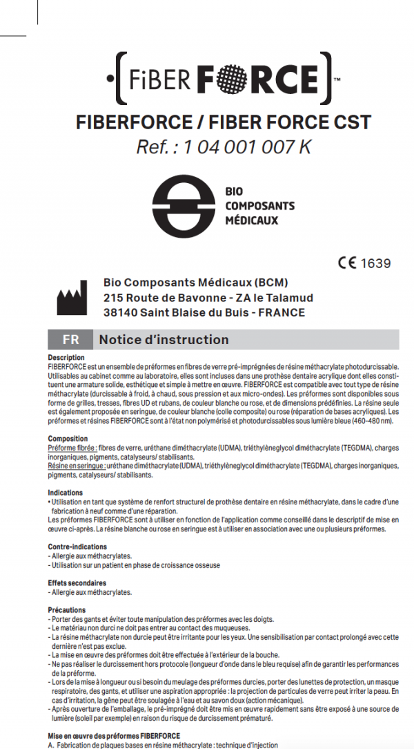 FiberForce CST - Bio Composants Médicaux